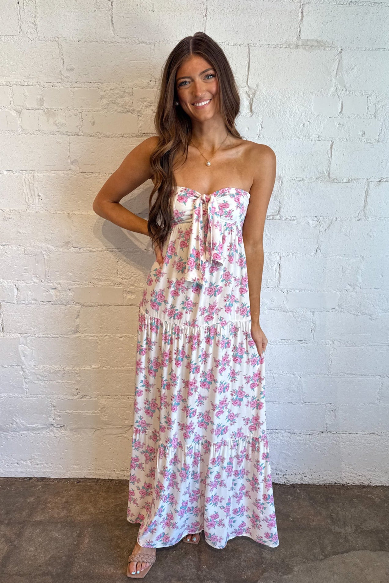 Pink Flower Powder Dress – Adeline